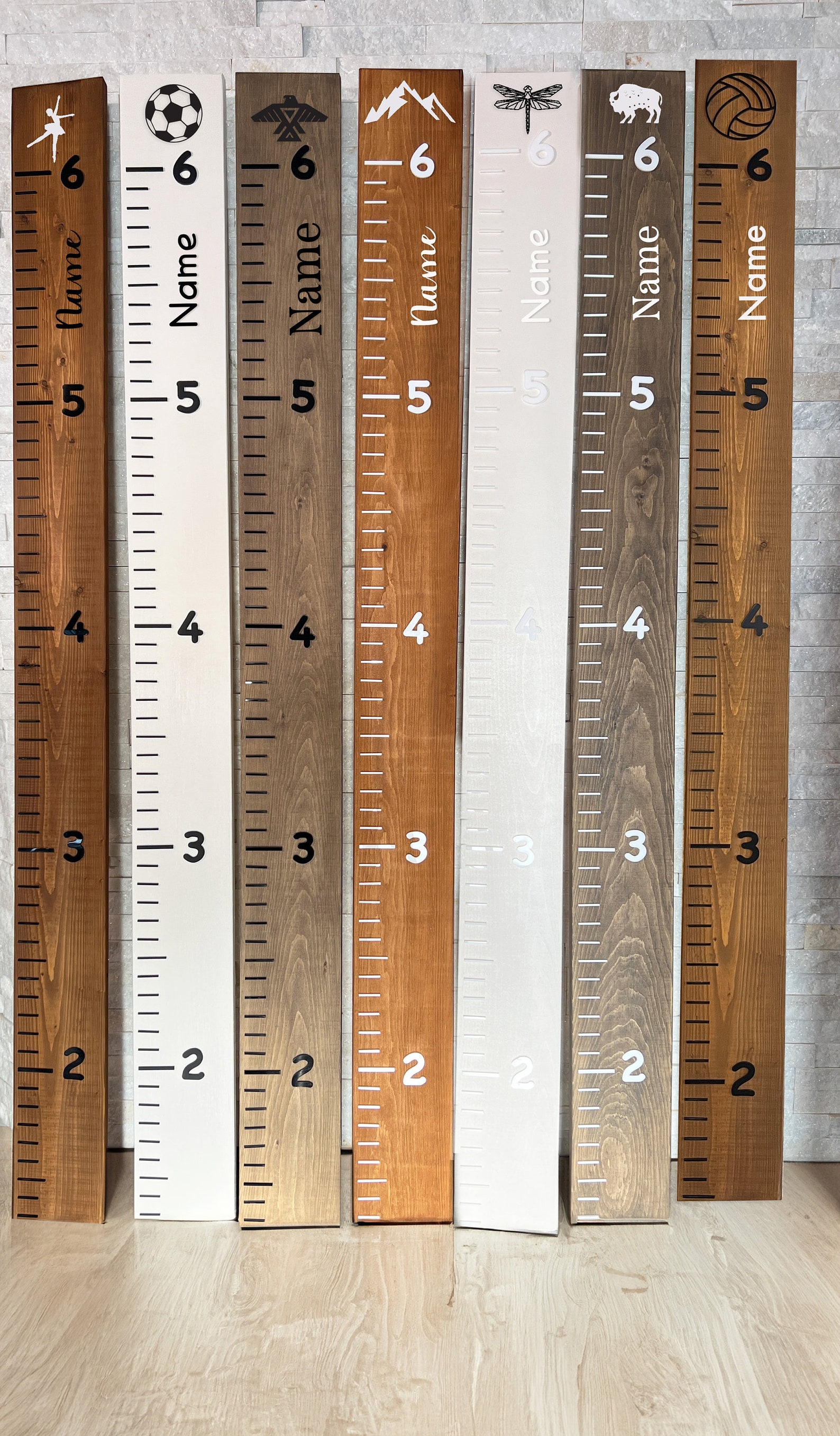 Custom Wooden Growth Chart Personalized Height Ruler Nursery Decor Back ...