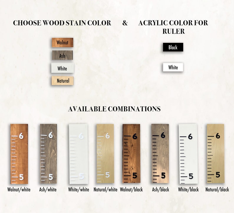 Custom Wooden Growth Chart Personalized Height Ruler Nursery Decor Back ...