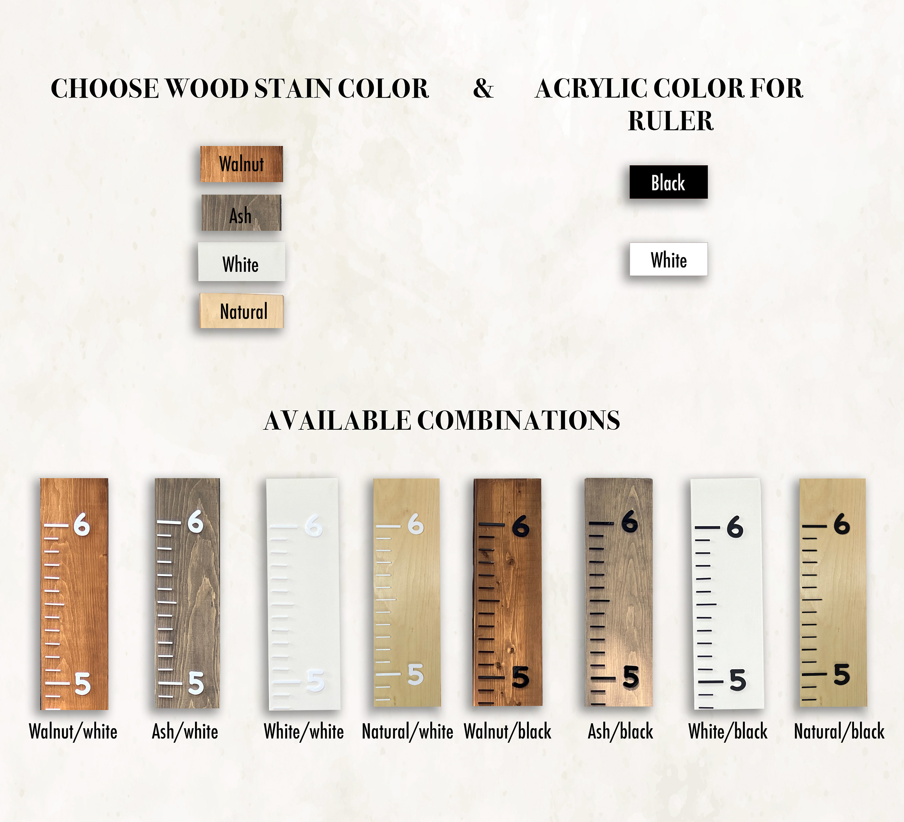 Custom Wooden Growth Chart Personalized Height Ruler Nursery Decor Back ...