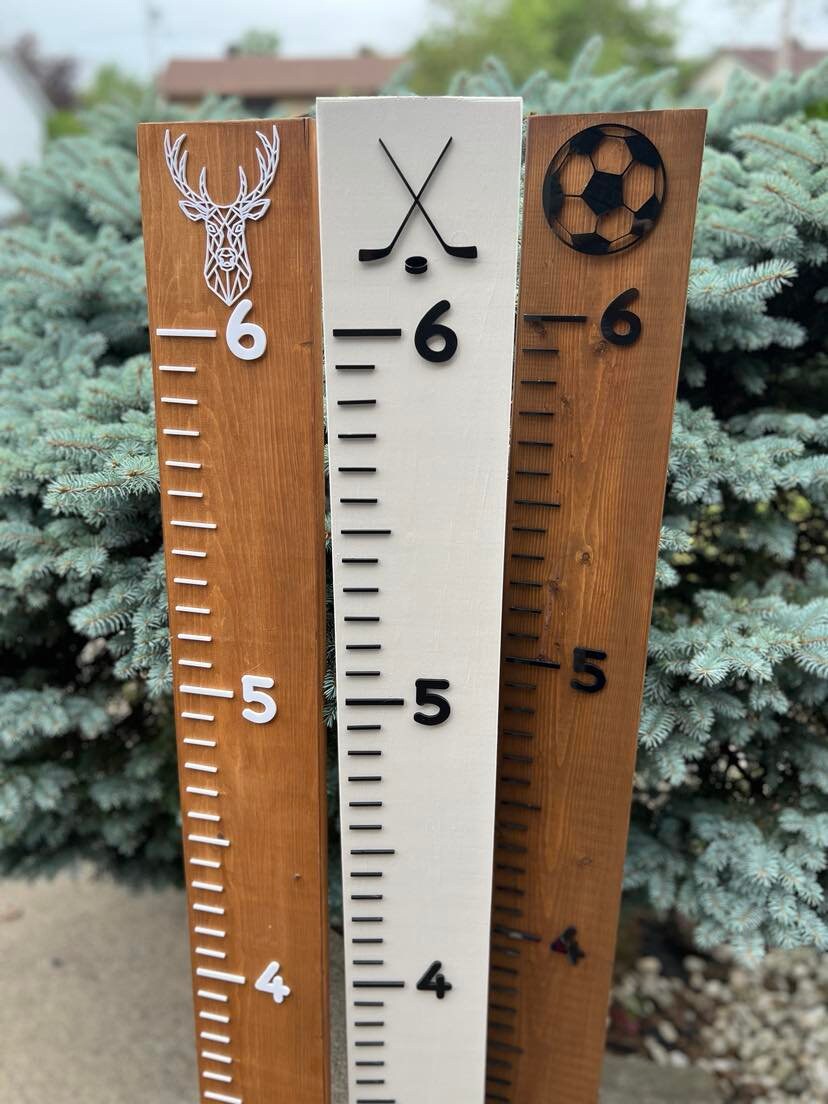 Custom Wooden Growth Chart Personalized Height Ruler Nursery Decor Back ...