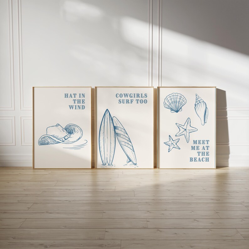 Coastal Cowgirl Wall Art, Coastal Gallery Set of 8, Western Cowgirl ...