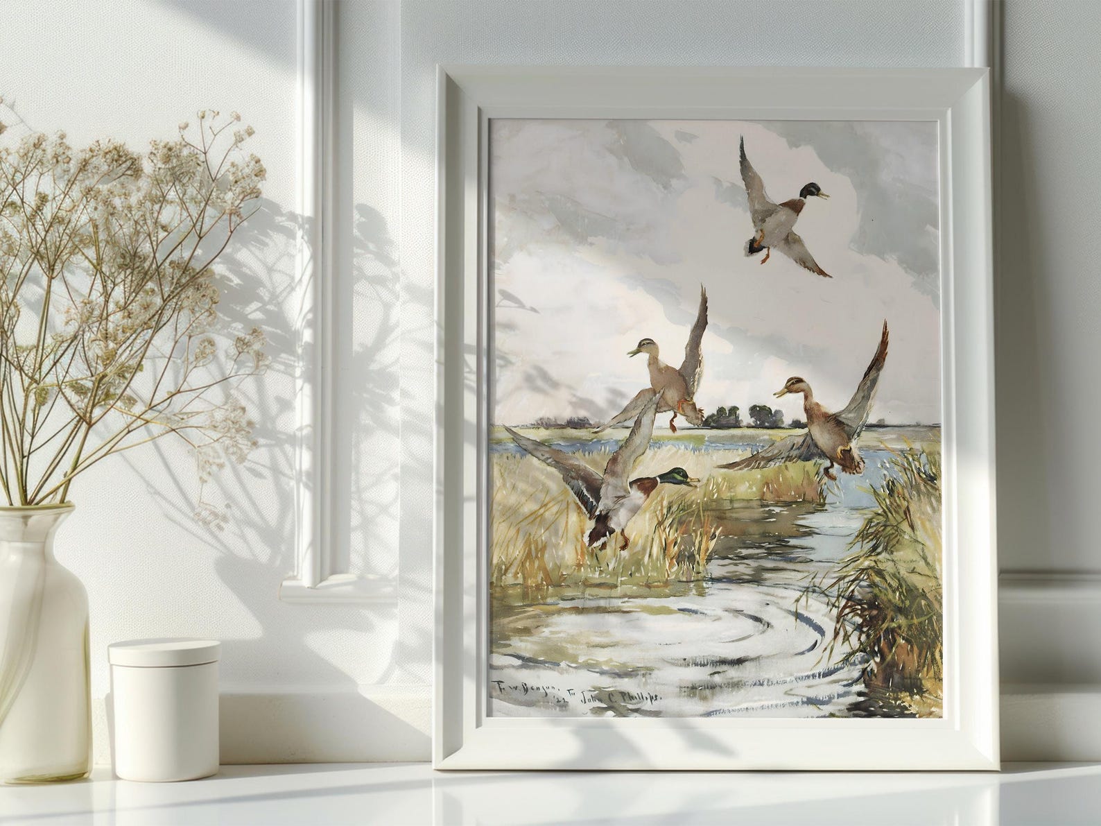 Vintage Mallard Ducks Print, Rising Mallard, Flying Ducks Vintage ...
