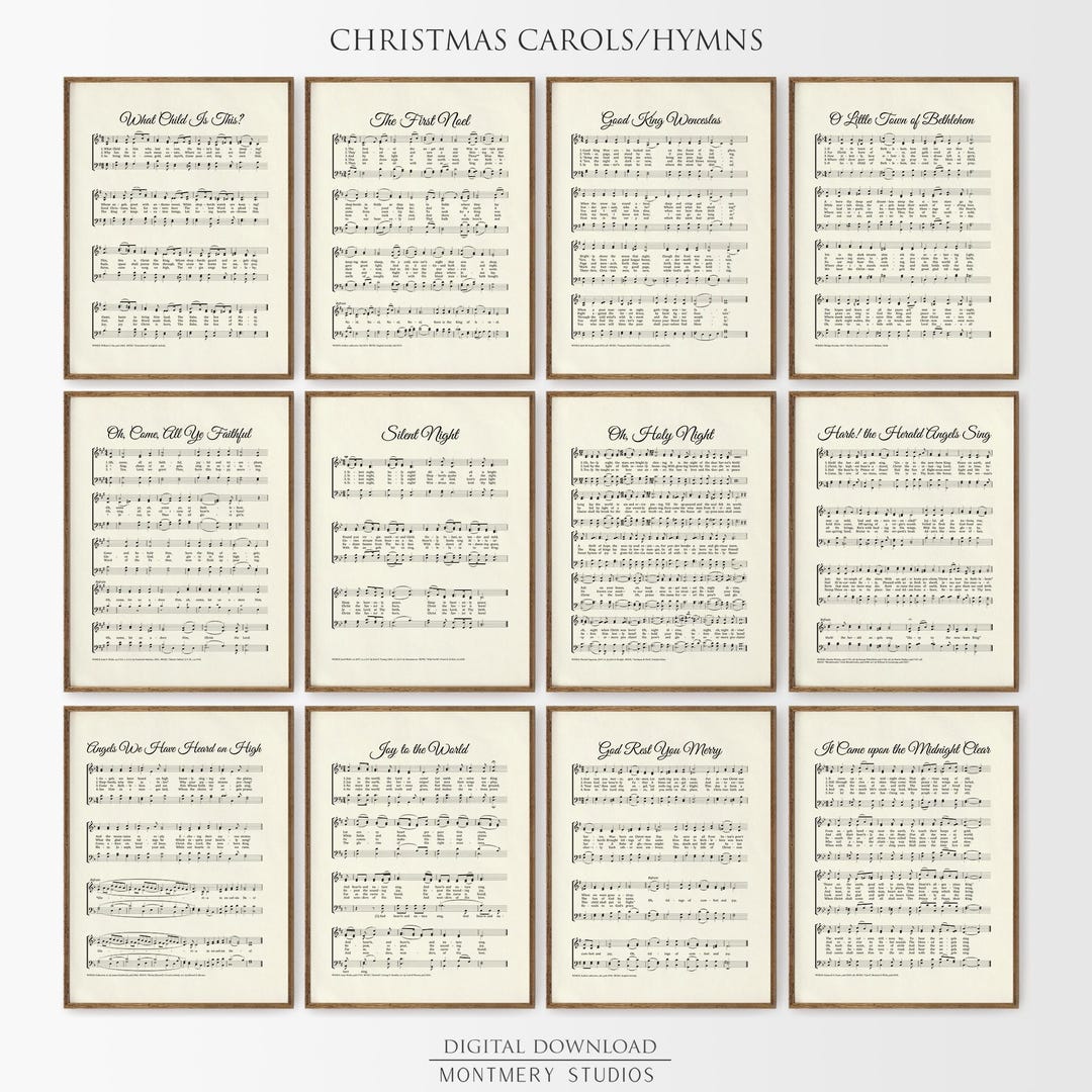 Christmas Carols & Hymns Sheet Music Set, Christmas Nativity Music ...