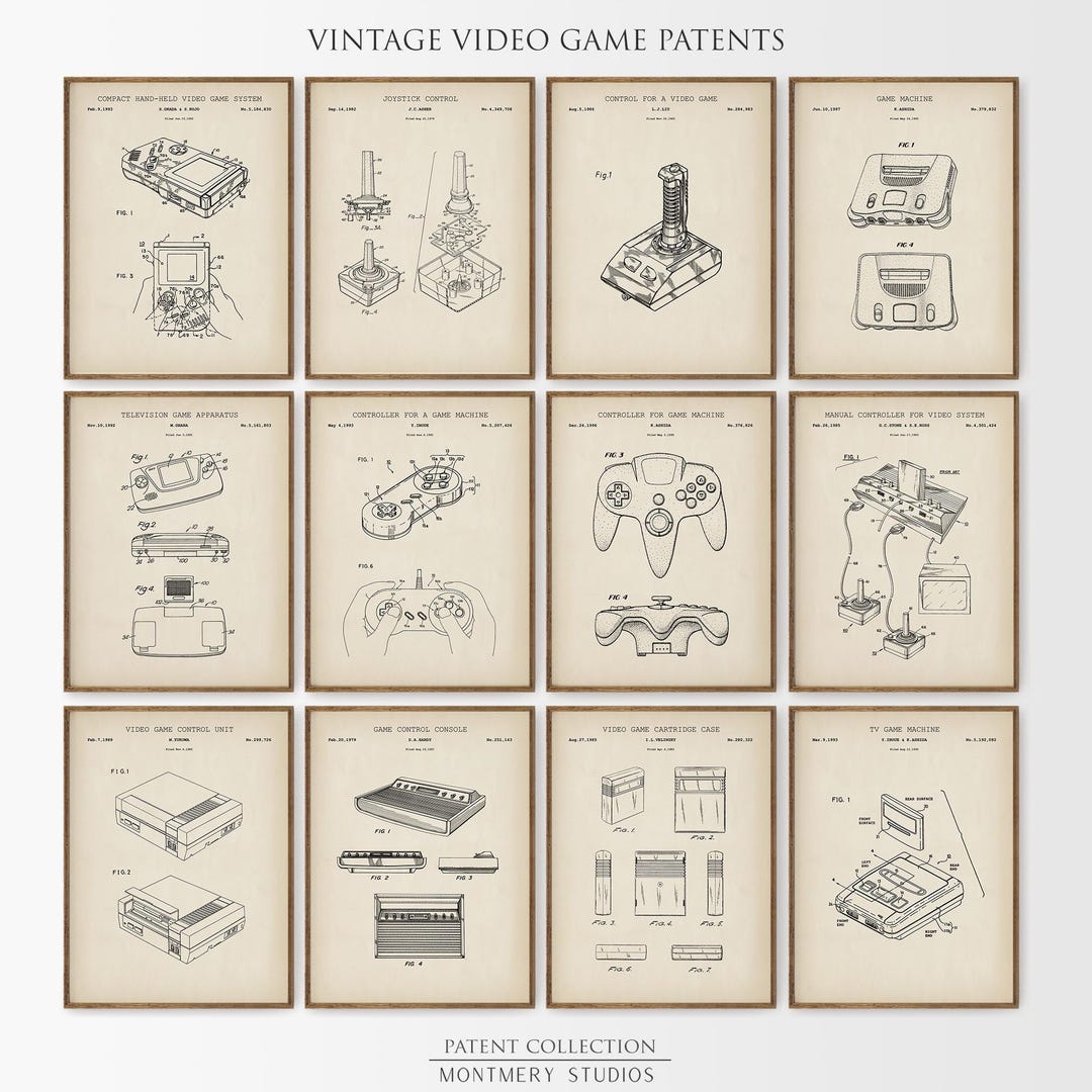 Vintage Video Game Patents, Retro Gaming Prints, Gamer Wall Art ...