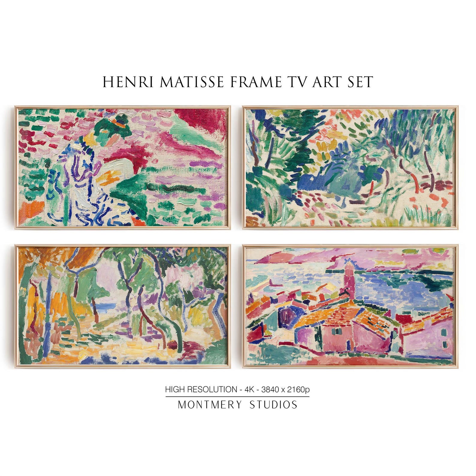 Henri Matisse Frame TV Art Set of 4, Modern Abstract Landscape, 3D ...