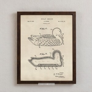 Duck Decoy Patent Prints, Mallard Hunting Lodge Decor, Rustic Cabin ...