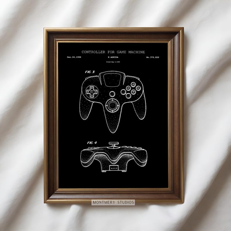 Video Game Patent Print, Black and White Wall Art, Retro Gaming ...