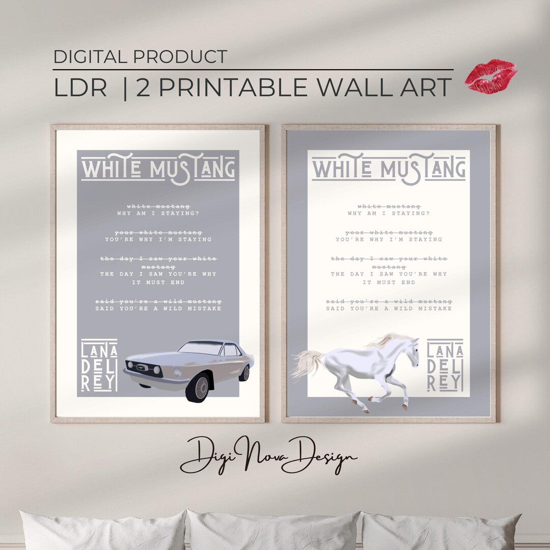 2 LDR Printable Wall Art White Mustang Edition Lana Del Rey Digital ...