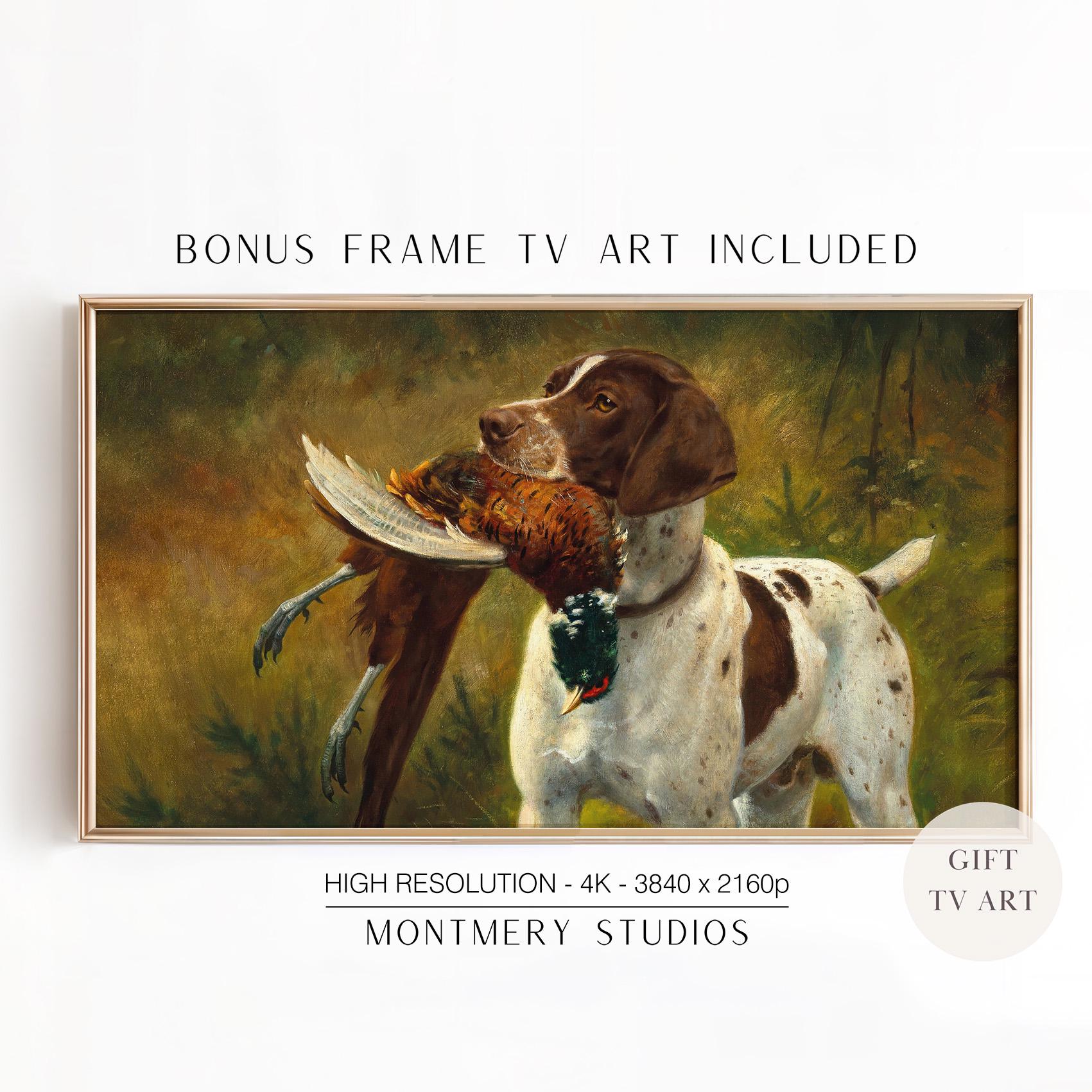 Two Pointer Dogs, Hunting Dog TV Art, Rustic Farmhouse Decor, Vintage ...