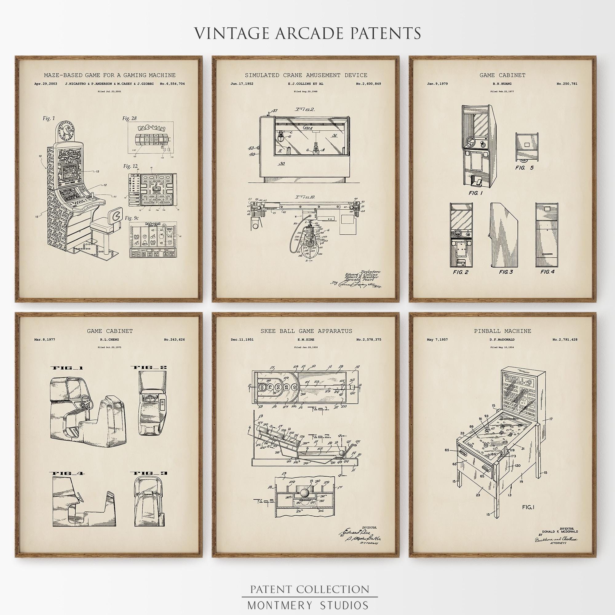 Arcade Game Patents, Vintage Arcade Machine Prints, Gaming Man Cave ...