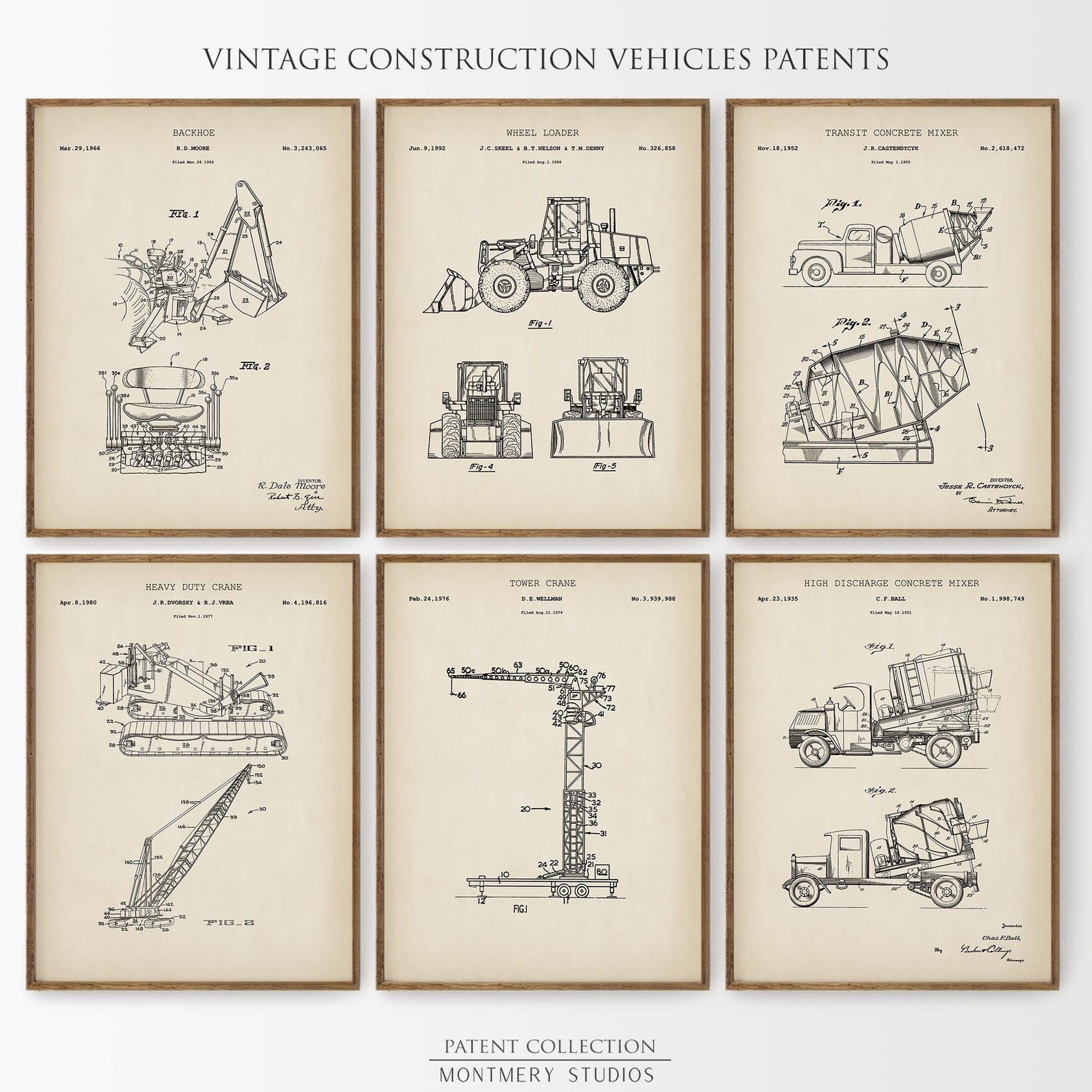 15 Vintage Construction Patent Prints, Heavy Equipment Posters ...