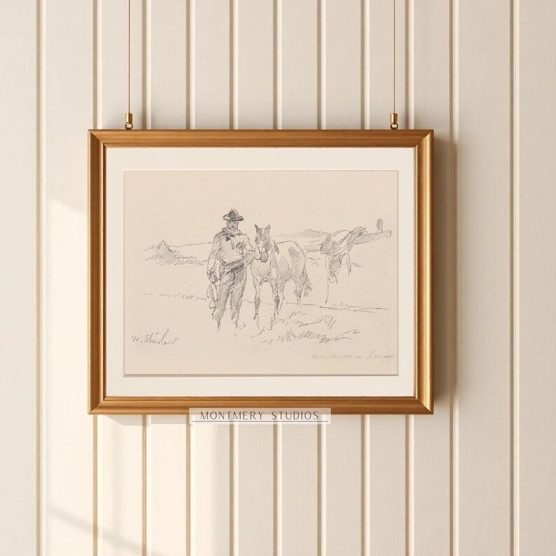 Vintage Western Art Prints, 16 Western Drawings by Walter Shirlaw, 19th ...