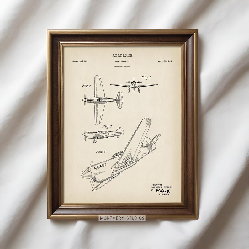 Airplane Patent Prints Set of 12, Vintage Aviation Posters, Aeroplane ...
