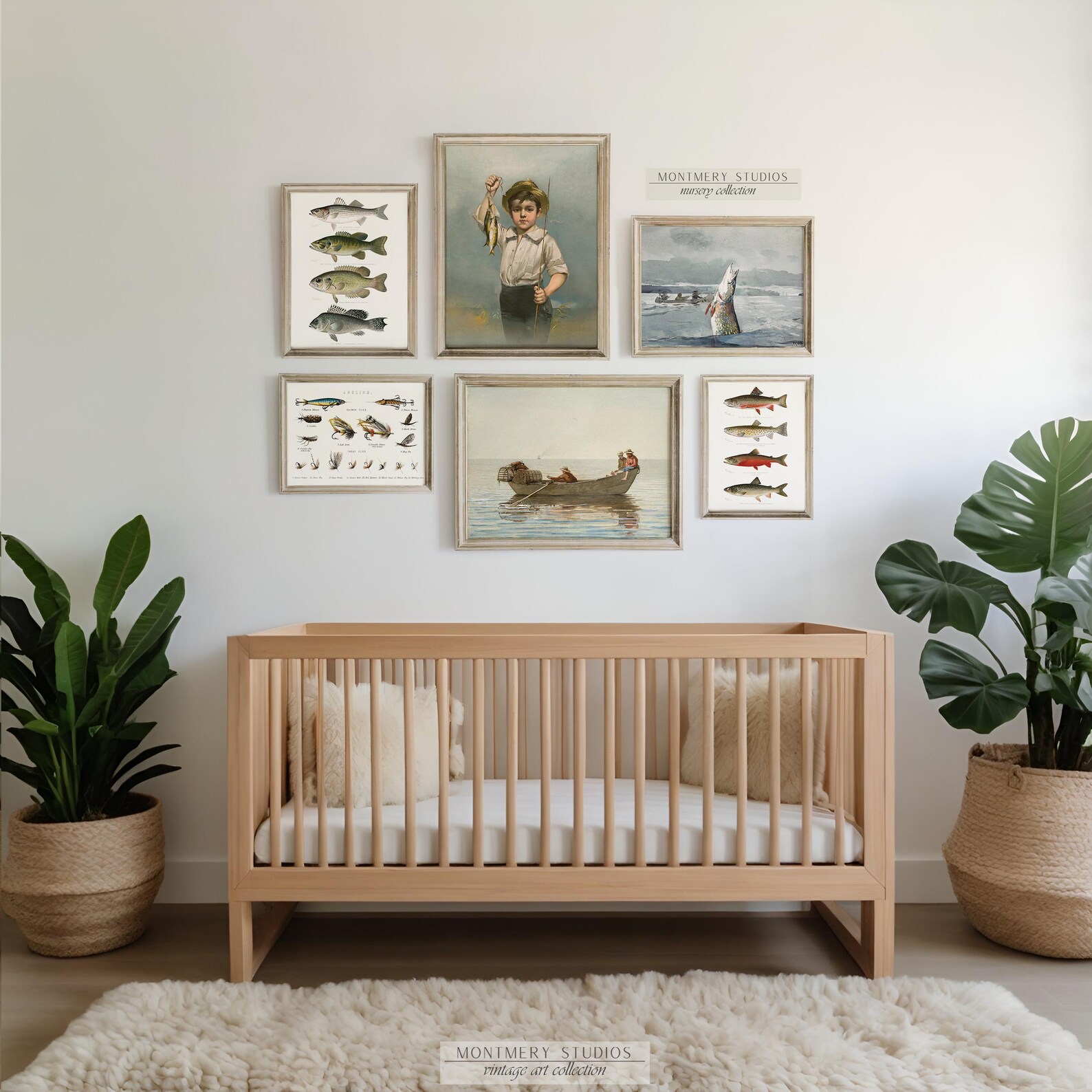 Fishing Boy Nursery Wall Art Set, Vintage Angler Decor, Largemouth ...