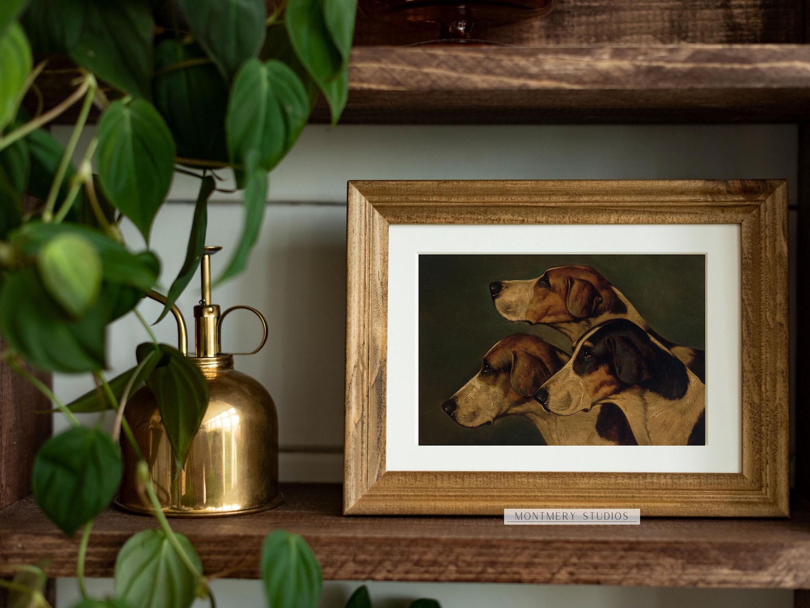 Three English Foxhounds Moody Dog Portrait, Vintage Dog Print, Hunting ...