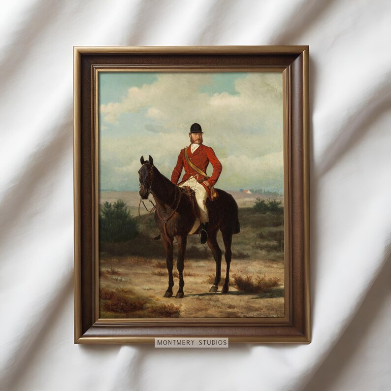 Vintage Equestrian Portrait, 19th Century Horseback Painting, Classic ...
