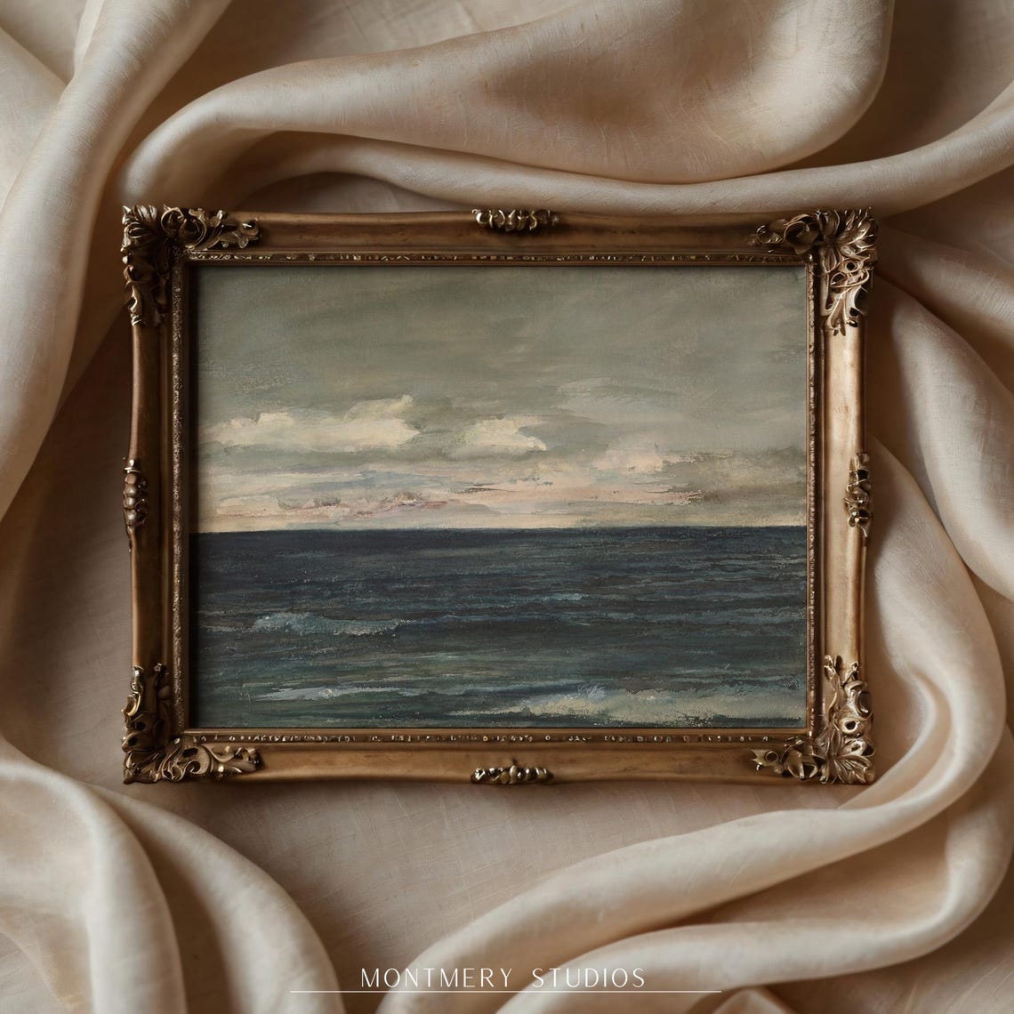Vintage Coastal Print, Nautical Nursery Art, Moody Seascape Painting ...