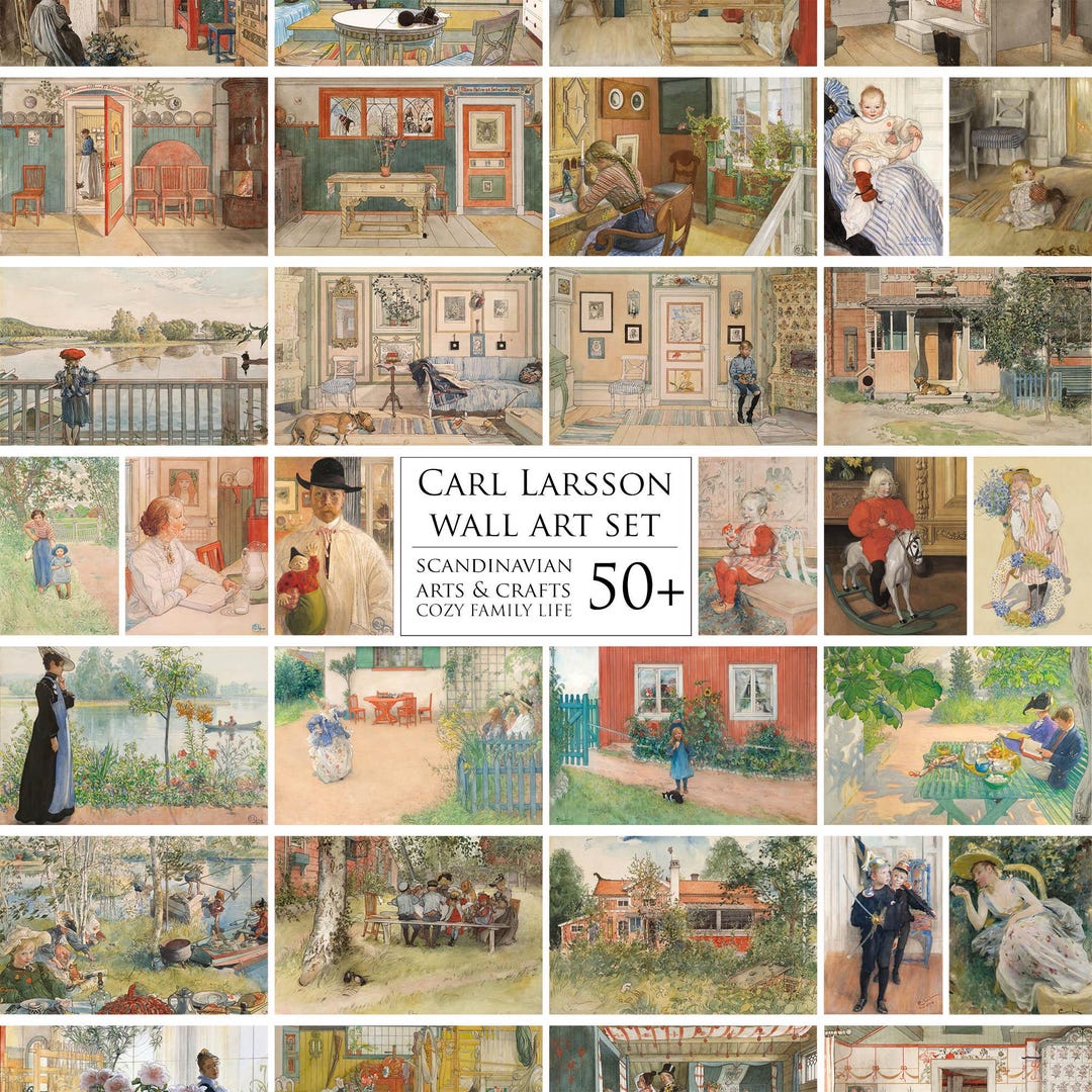 Carl Larsson Wall Art Bundle, 50+ Cozy Family Scenes, Traditional ...
