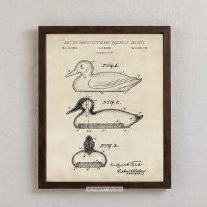 Duck Hunt Patent Prints, Mallard Duck Art, Hunting Lodge and Rustic ...