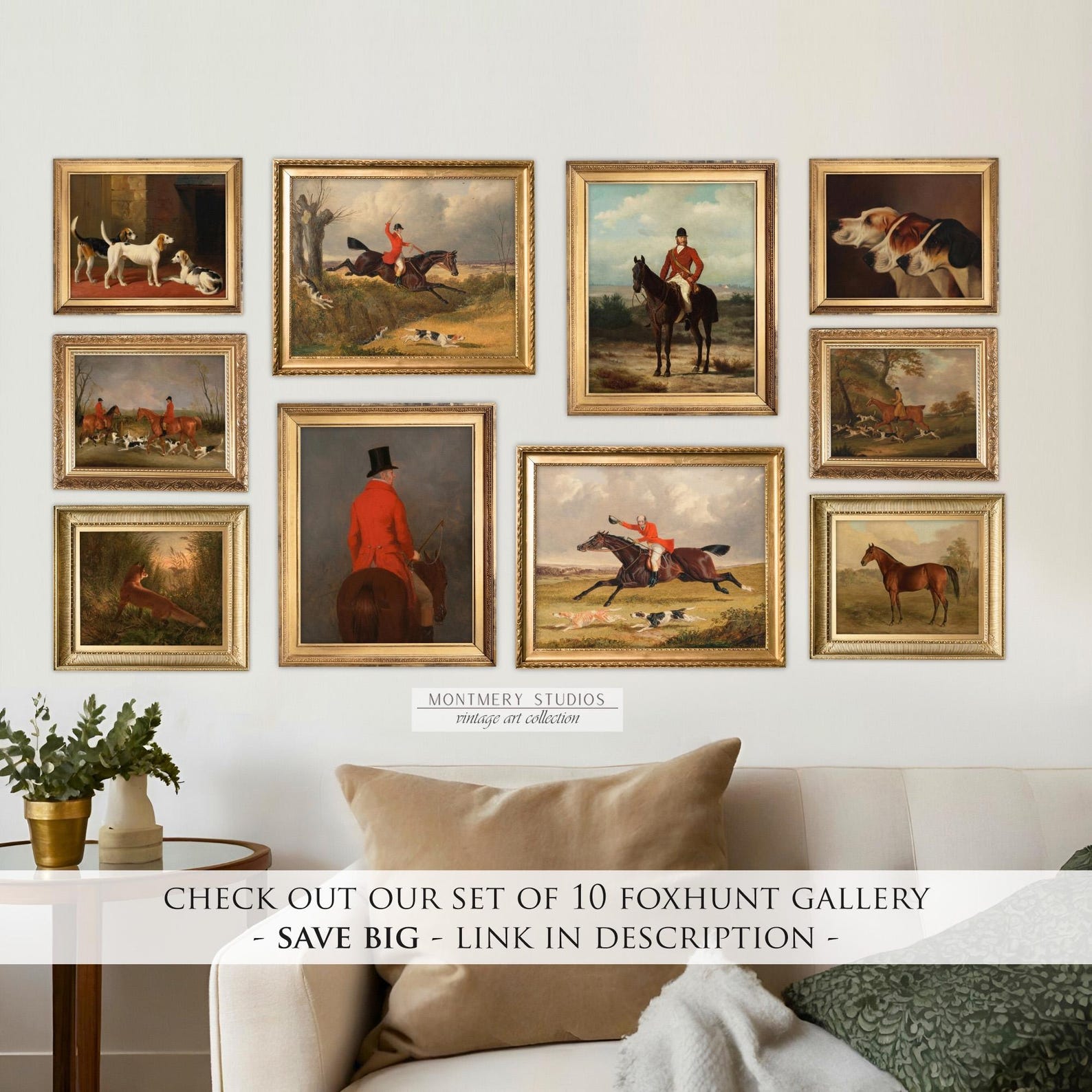 Hunting Dogs Gallery Wall Art Set of 10, Hunting Dog Prints, Farmhouse ...