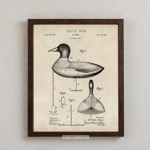 Duck Decoy Patent Prints, Mallard Hunting Lodge Decor, Rustic Cabin ...