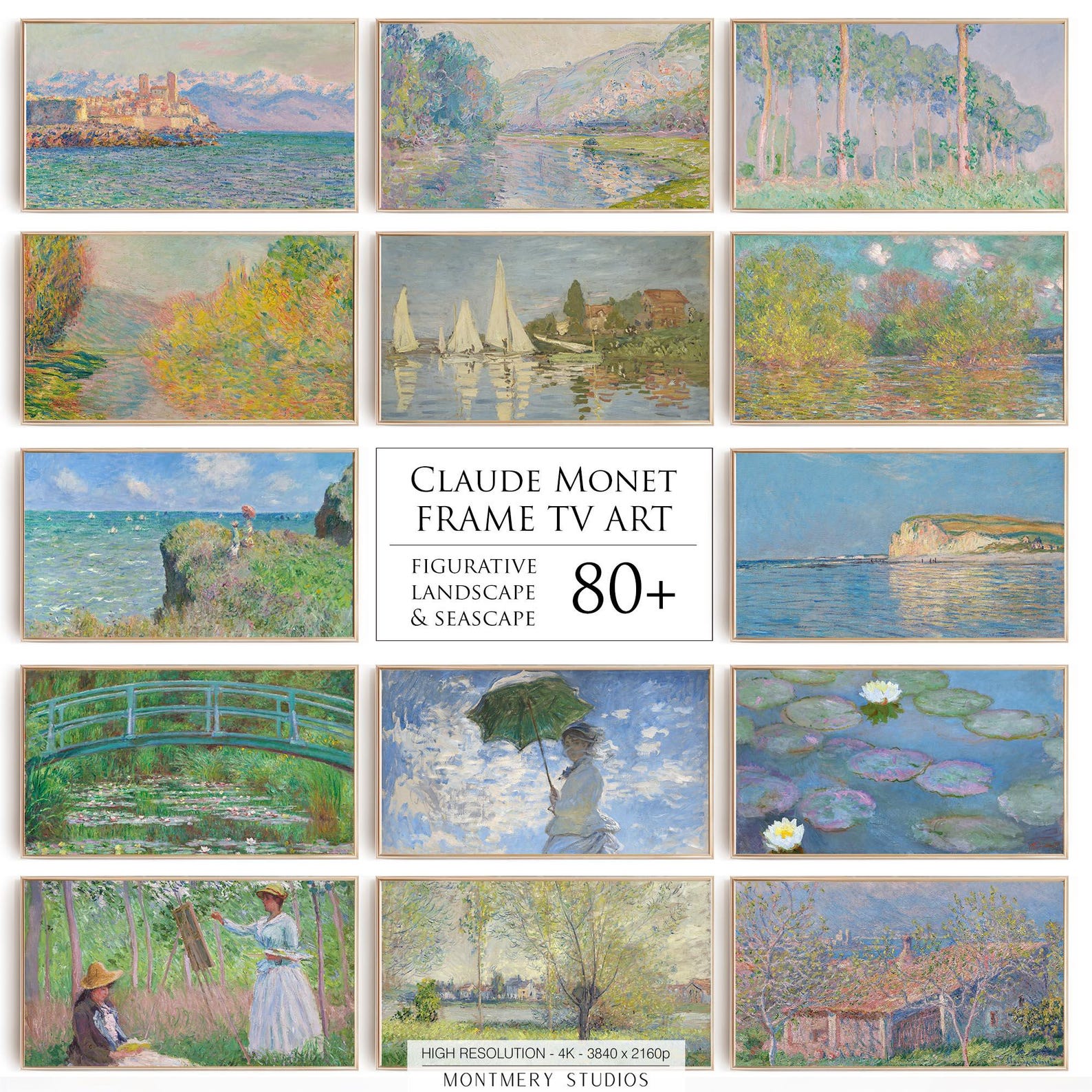 Claude Monet Frame TV Art Bundle 80 Monet Paintings Vintage ...