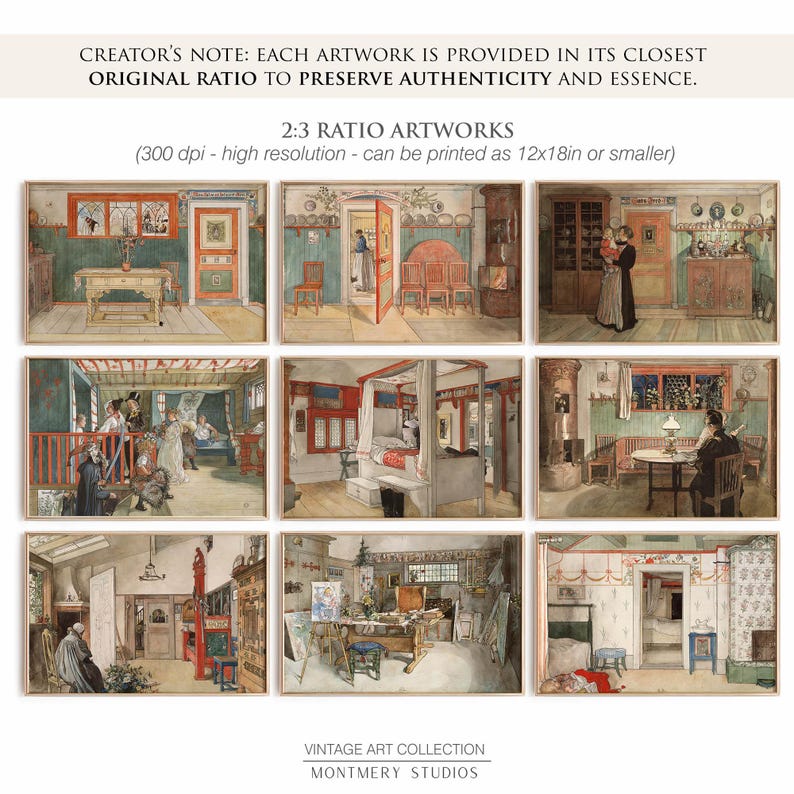 Carl Larsson Wall Art Bundle, 50+ Cozy Family Scenes, Traditional ...