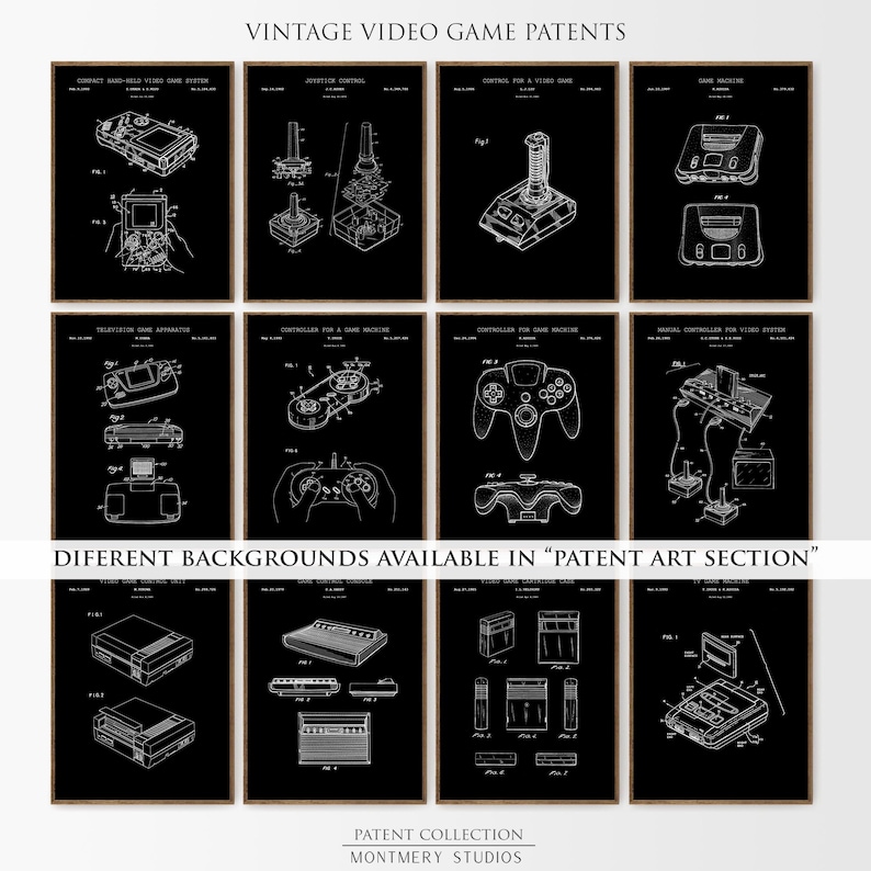 Vintage Video Game Patents, Retro Gaming Prints, Gamer Wall Art ...