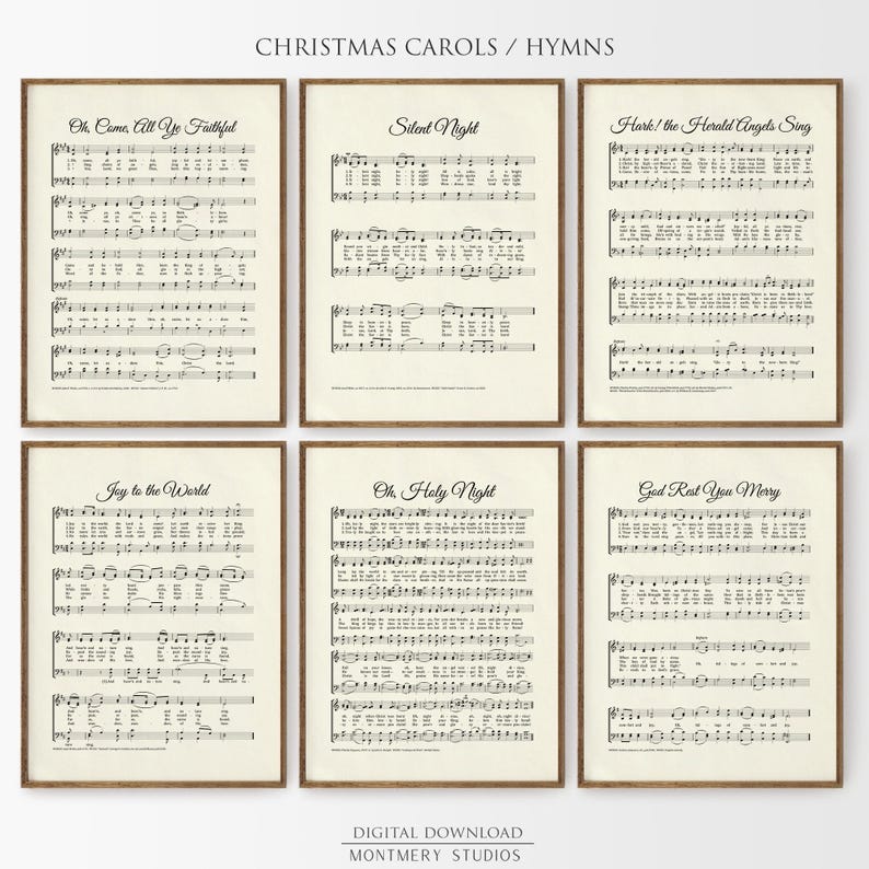 Christmas Carols & Hymns Sheet Music Set, Christmas Nativity Music ...