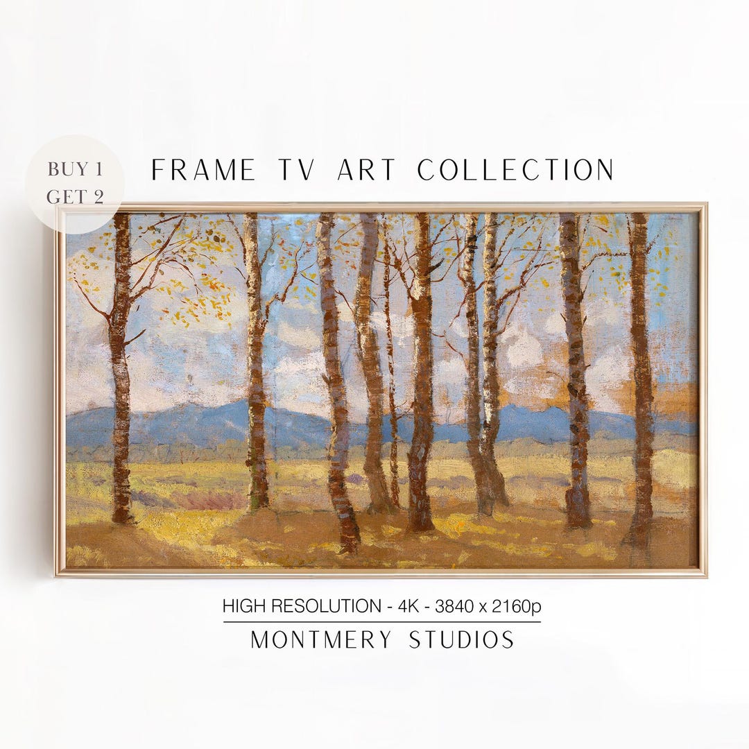 Autumn Trees Frame TV Art | Fall Landscape Painting | Rustic Country ...