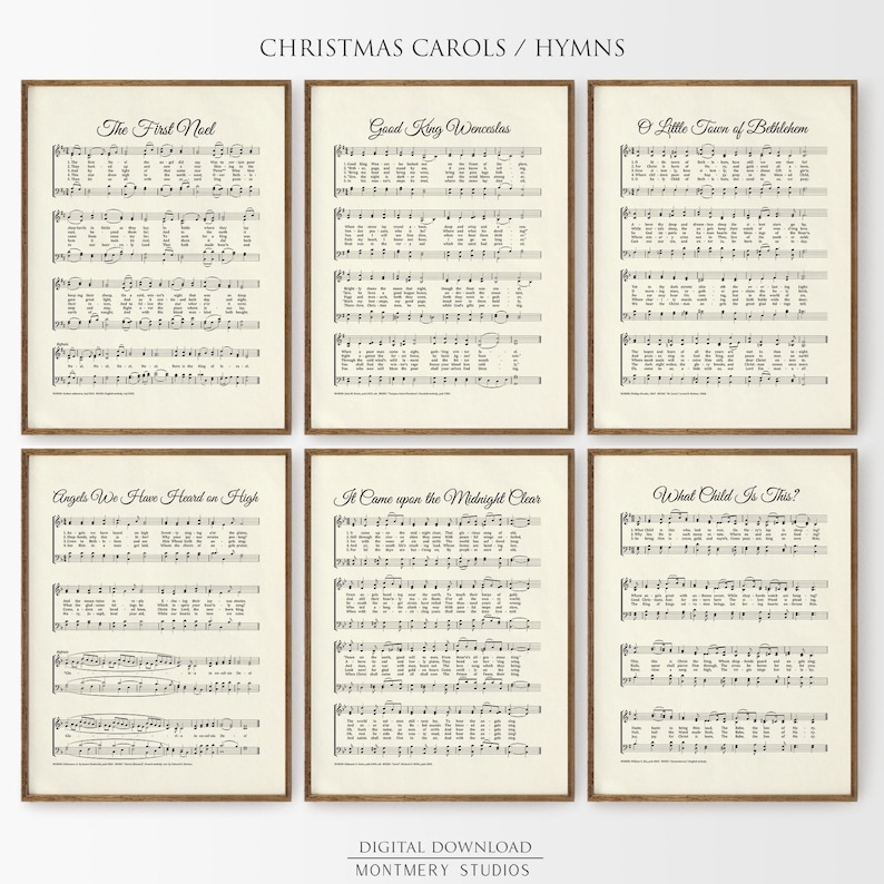Christmas Carols & Hymns Sheet Music Set, Christmas Nativity Music ...