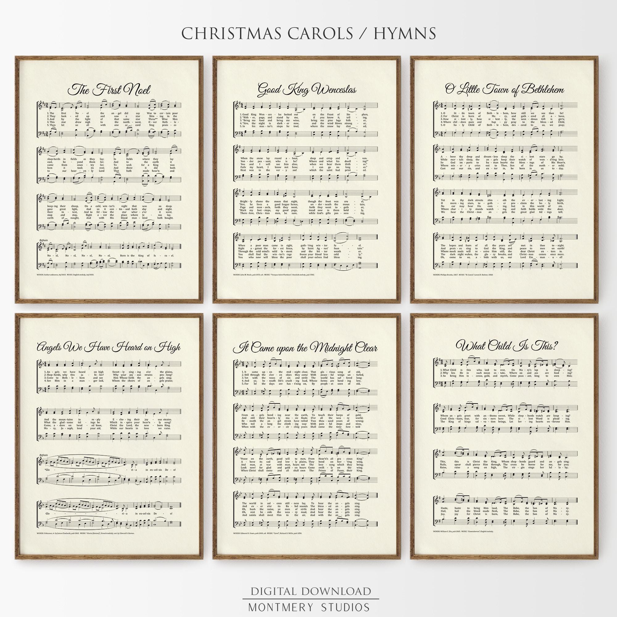 Christmas Carols & Hymns Sheet Music Set, Christmas Nativity Music ...