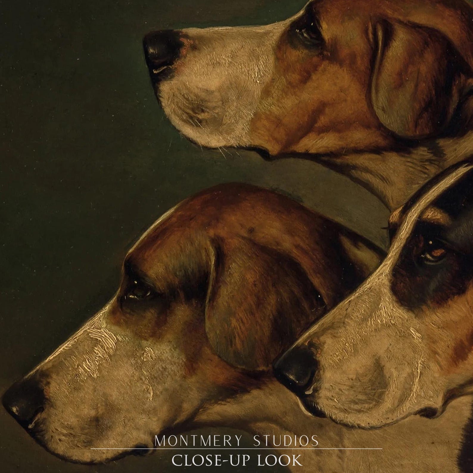 Three English Foxhounds Moody Dog Portrait, Vintage Dog Print, Hunting ...