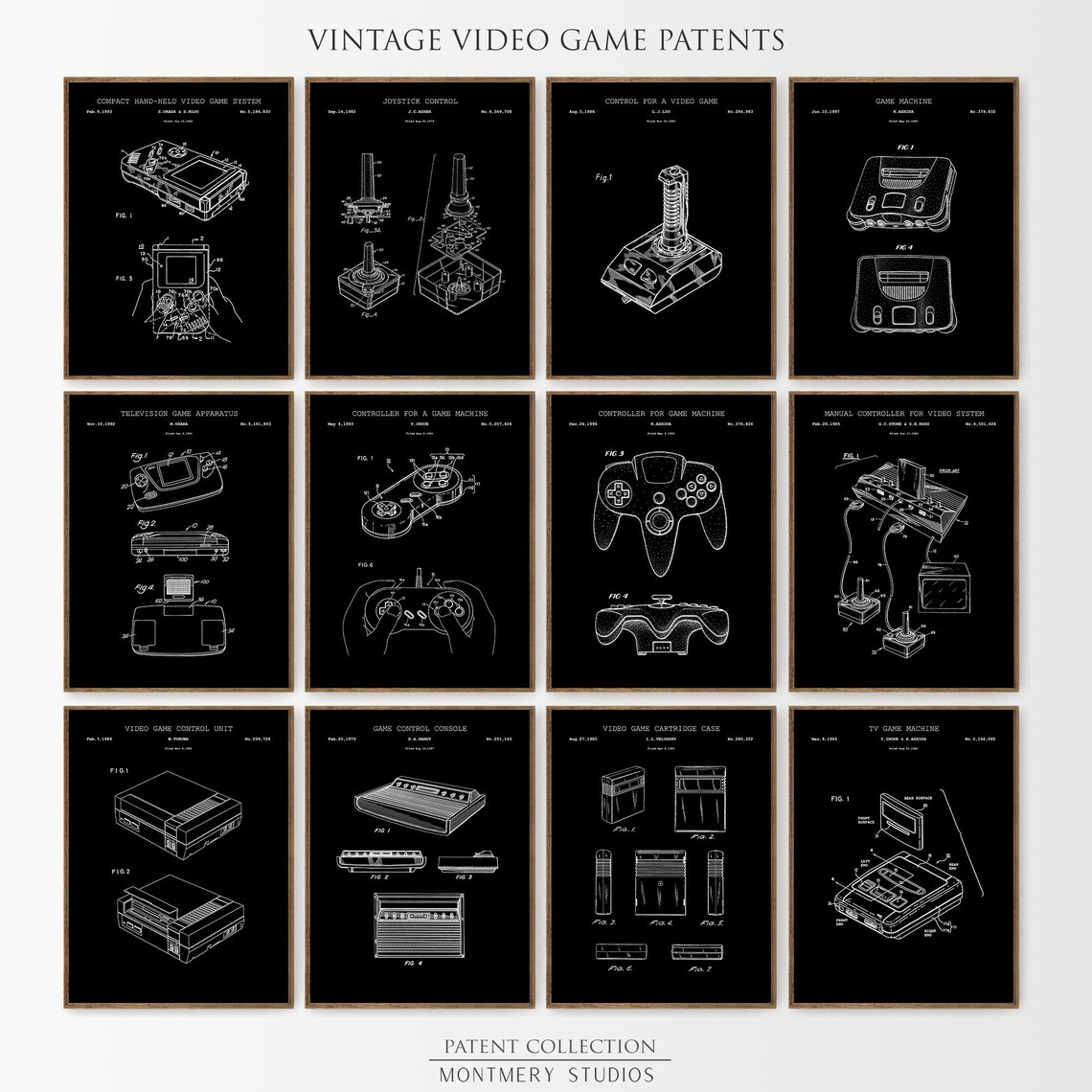 Video Game Patent Print, Black and White Wall Art, Retro Gaming ...