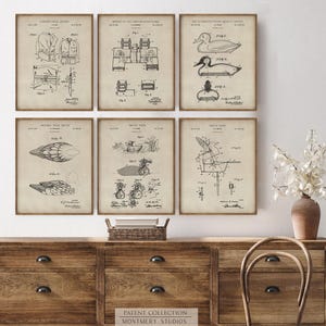 Duck Hunt Patent Prints, Mallard Duck Art, Hunting Lodge and Rustic ...