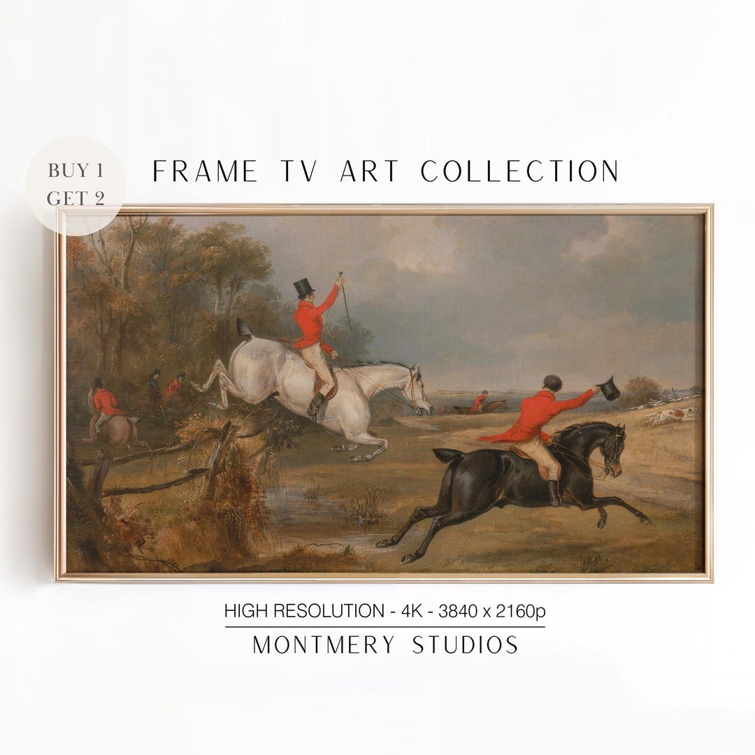 Fox Hunting Frame TV Art, Vintage Hunting Dogs, English Setter, Pointer ...