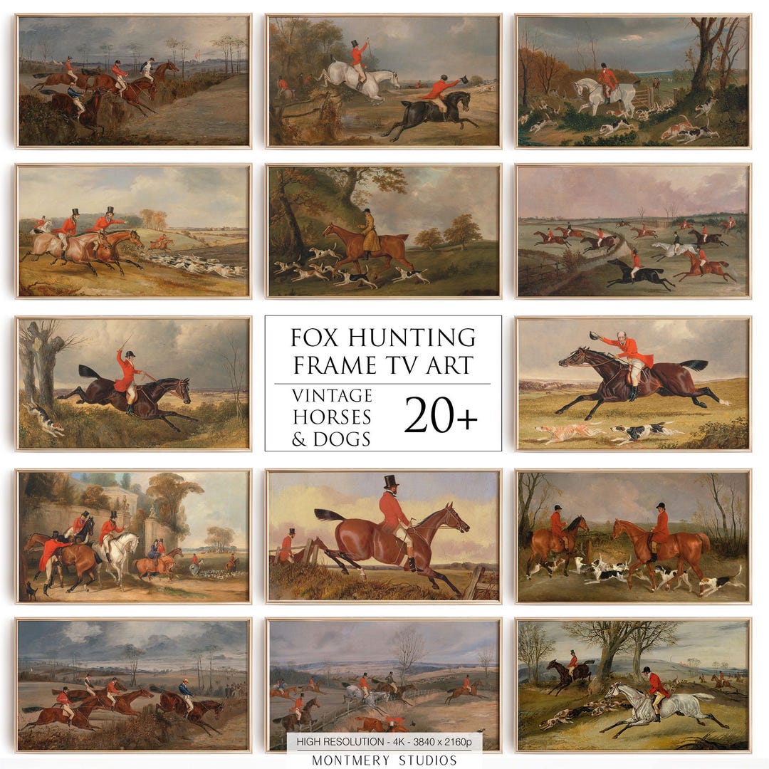 Fox Hunting Frame TV Art Bundle | 20+ Vintage Classic Artworks | Horses ...
