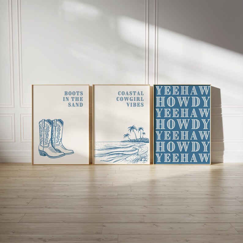 Coastal Cowgirl Wall Art, Coastal Gallery Set of 8, Western Cowgirl ...