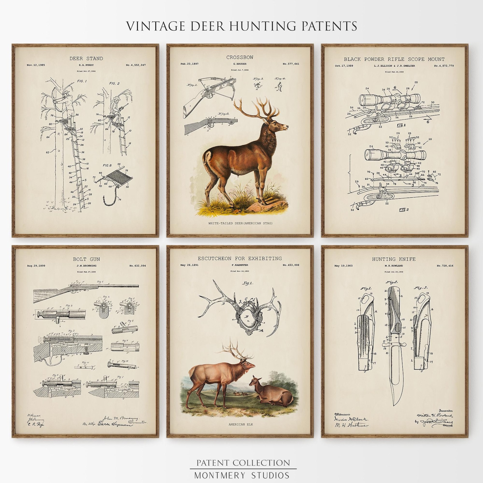 Vintage Deer Hunting Patents Set of 12, Deer Hunting Print, Deer Hunter ...