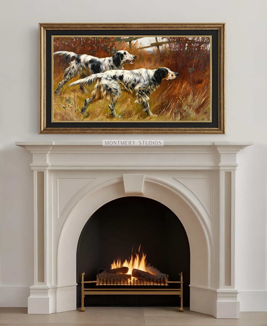 English Setter Hunting Dogs Frame TV Art, Vintage British Wildlife ...