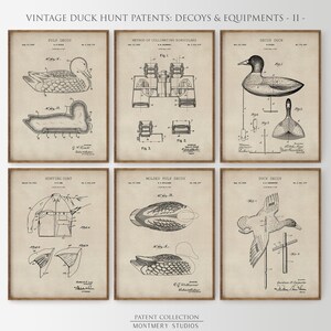 Duck Decoy Patent Prints, Mallard Hunting Lodge Decor, Rustic Cabin ...