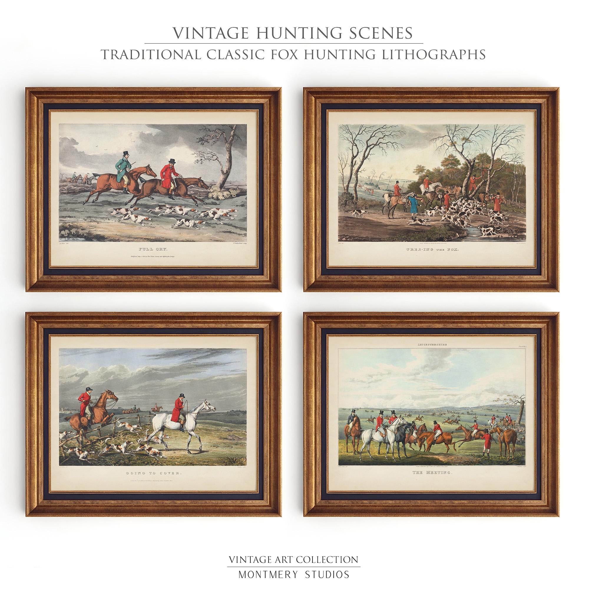 Vintage Hunting Lithographs Set of 16, Fox Hunting Prints, English ...