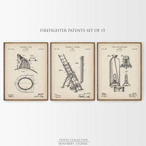 Firefighter Patent Prints Set of 15, Firefighter Gift, Fire Station ...