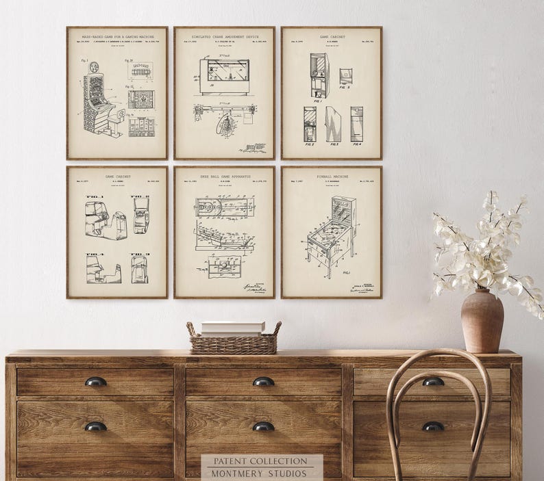 Arcade Game Patents, Vintage Arcade Machine Prints, Gaming Man Cave ...