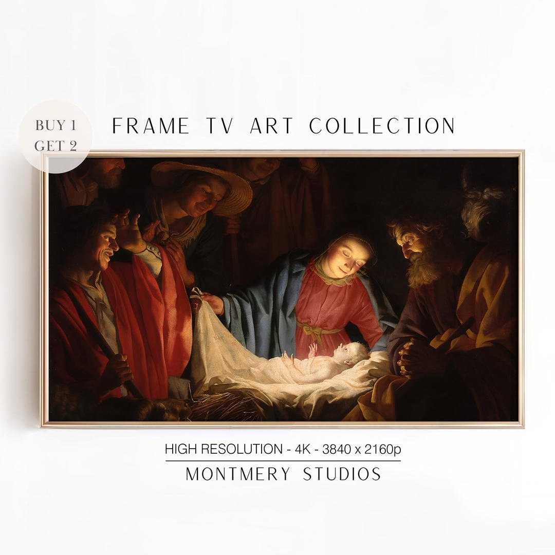 Nativity Frame TV Art, Christian Artwork, Vintage Christmas Art for TV ...