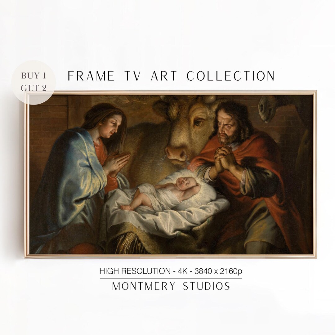 The Nativity, Birth of Christ Frame TV Art, Christian Holiday ...