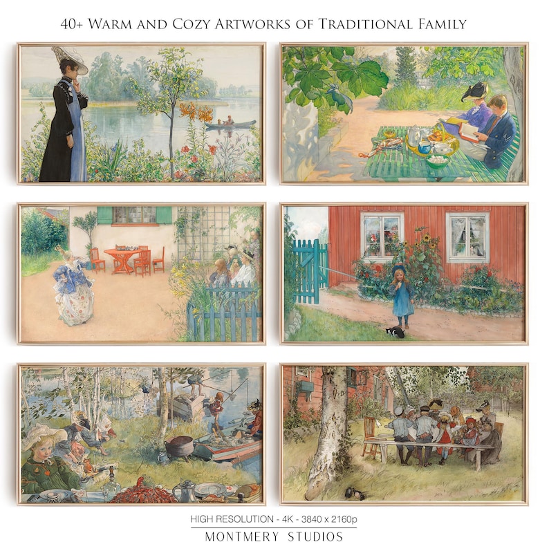 Carl Larsson Frame TV Art Bundle, 40+ Cozy Traditional Family Scenes ...