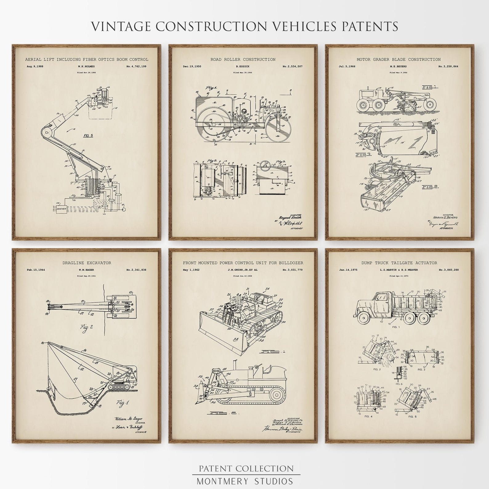 15 Vintage Construction Patent Prints, Heavy Equipment Posters ...