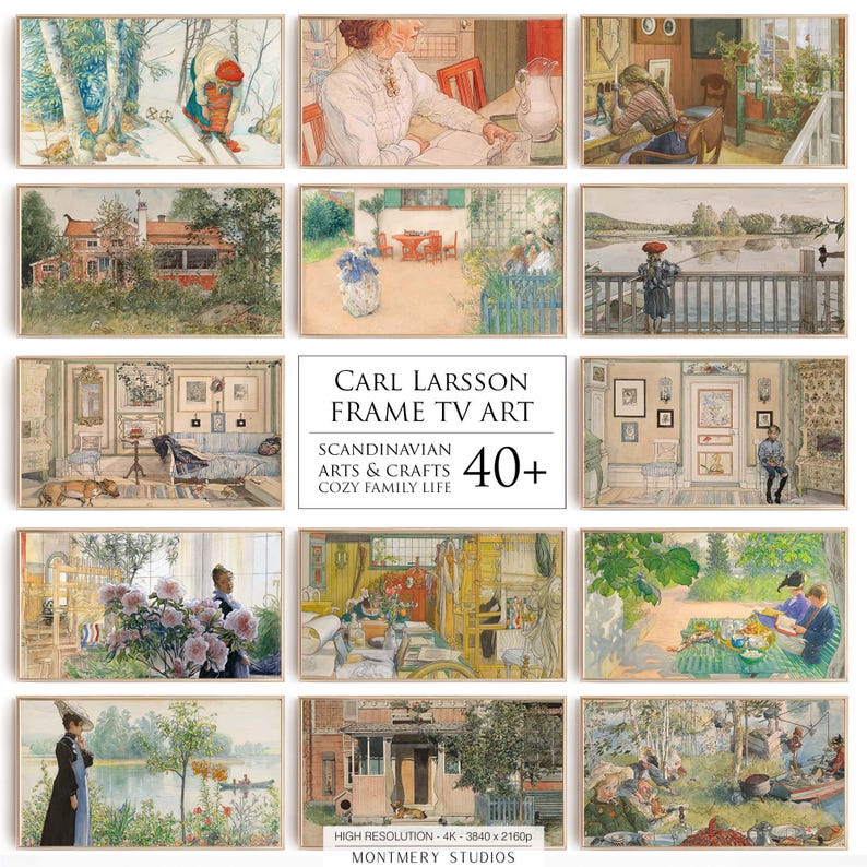Carl Larsson Frame TV Art Bundle, 40+ Cozy Traditional Family Scenes ...