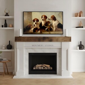 Hunting Dogs Frame TV Art, Rustic Moody Animal Decor, Vintage Hounds ...